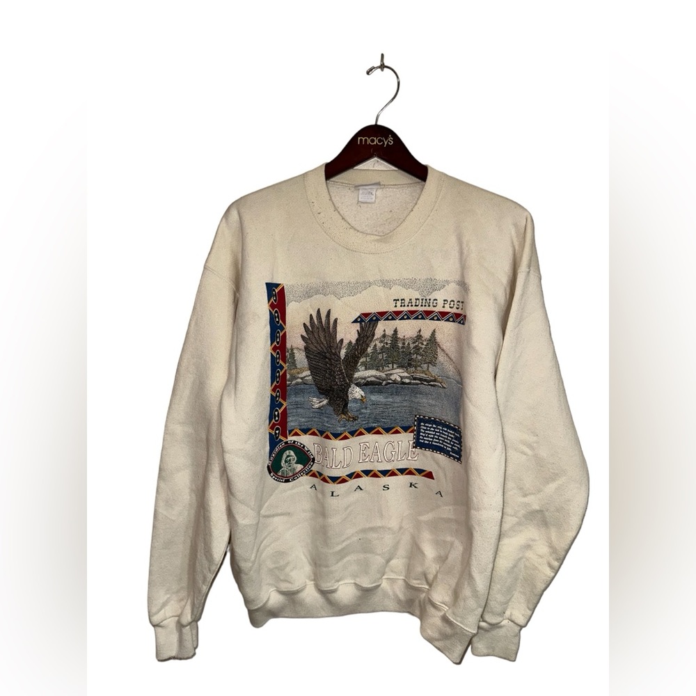 Alaska Bald Eagle Trading Post 80’s Vintage Crewneck … - Gem